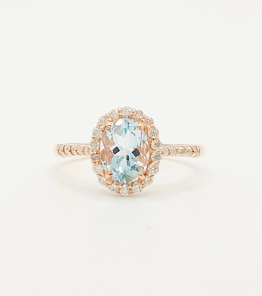 No Reserve Price - Ring - 14 kt. Rose gold Aquamarine - auction online Catawiki