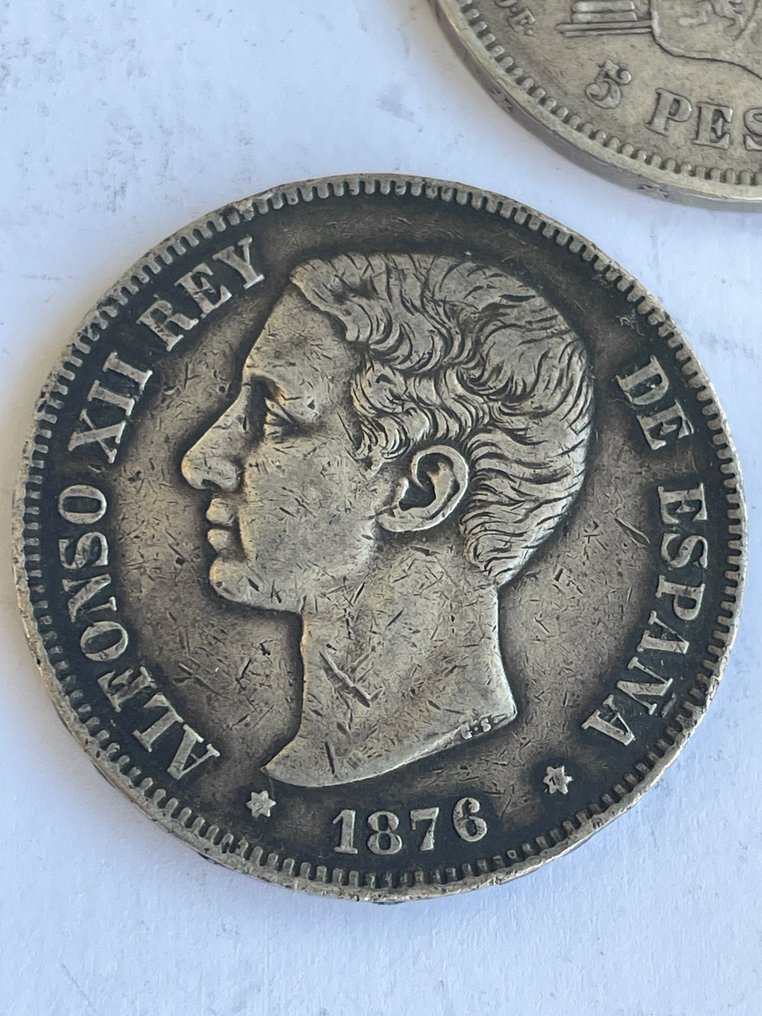 Spain. Alfonso XII. 5 Pesetas 1875-1876-1877 (No Reserve Price) - auction online Catawiki