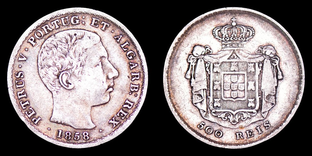 Portugal. D. Pedro V (1853-1861). 500 Reis 1858 (No Reserve Price) - auction online Catawiki