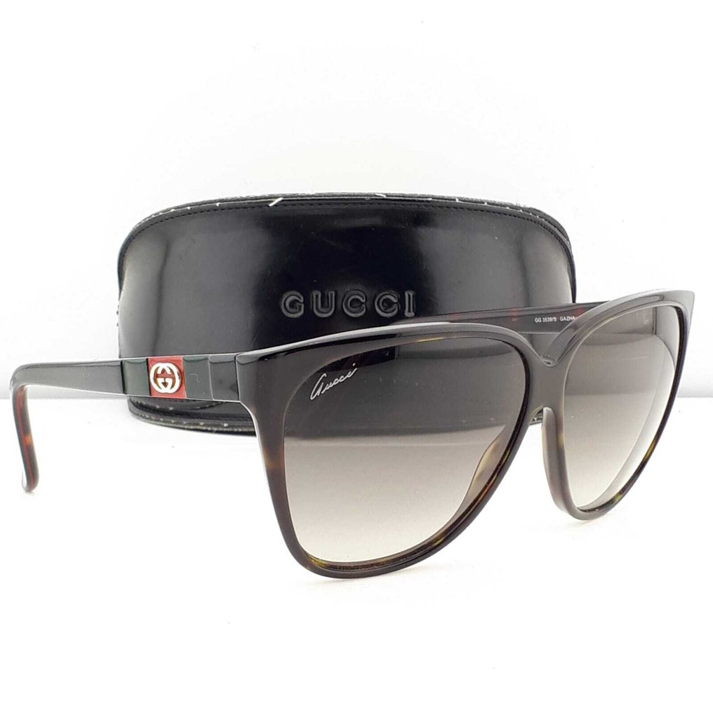 Gucci - Wayfarer Tortoise Shell with Gold Tone Gucci Logo and Red-Green ...