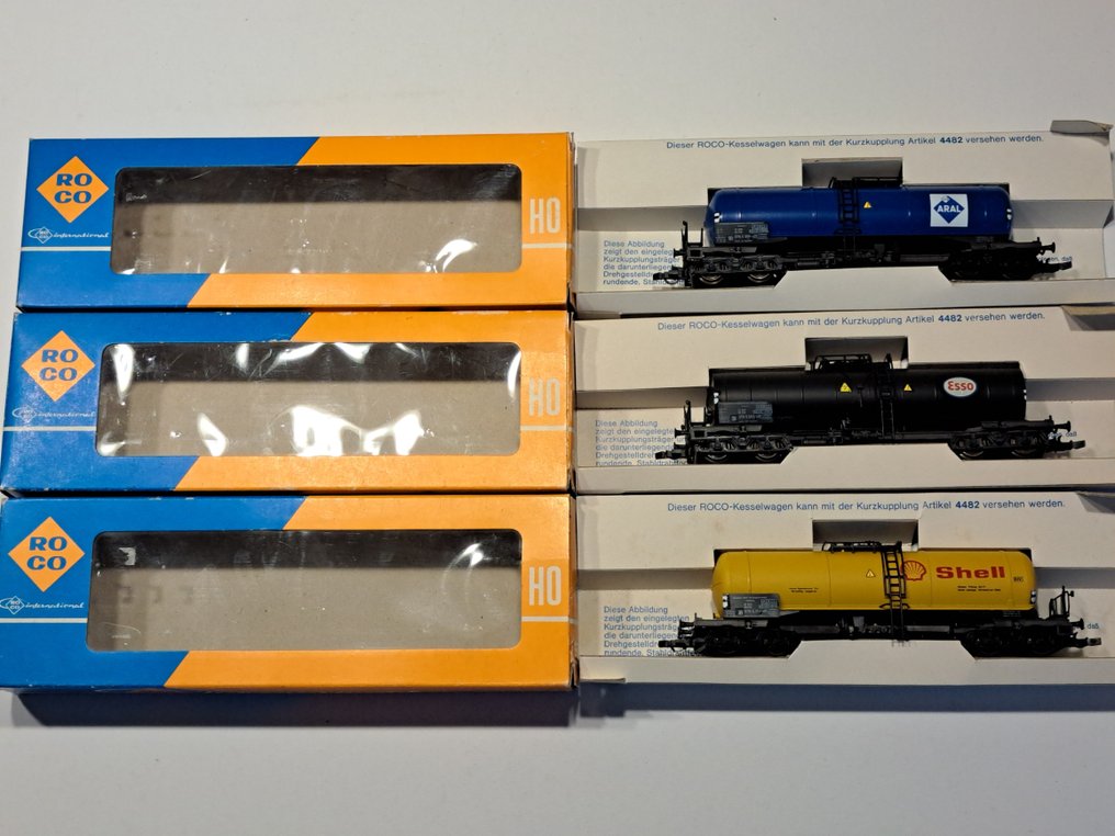 Roco H0 - 4355B/C/56C - Model train freight carriage (3) - 3x 4-axle ...