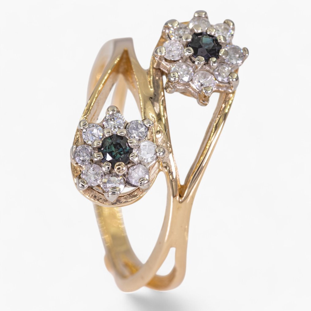 No Reserve Price - Ring - 14 kt. White gold, Yellow gold, No Reserve - IGI - 0.47ct Diamonds ...