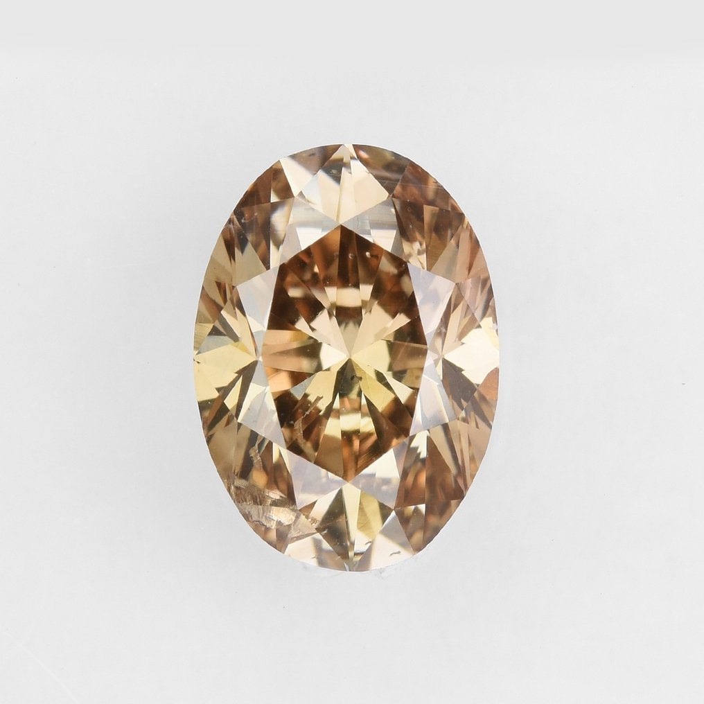1 pcs 鑽石 (天然) - 1.22 ct - 橢圓形 - SI2 - 國際寶石學院（International Gemological Institute (IGI)） - X-Y，浅棕 ...