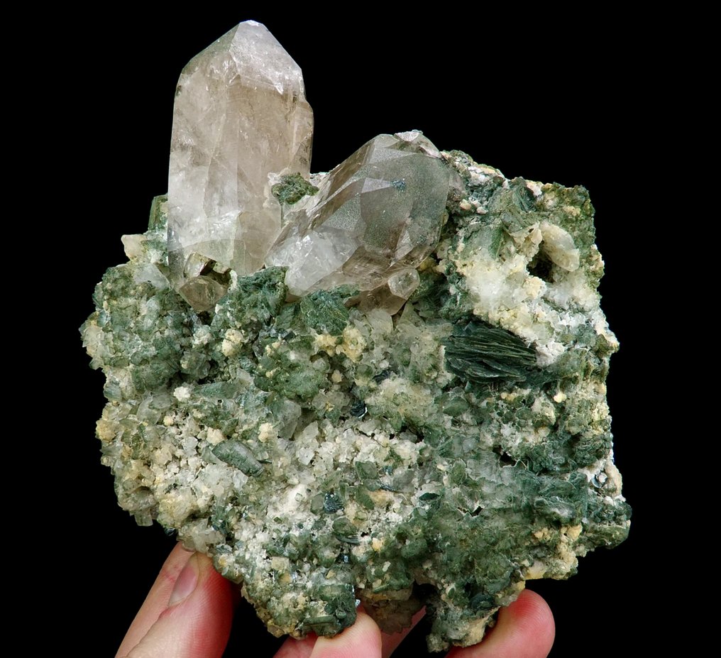 Smoky Quartz with Hematite, Adularia and Chlorite - St Gotthard, Ticino ...