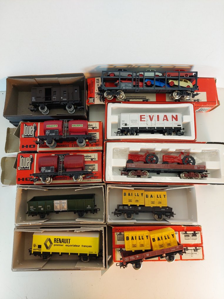 Jouef H0 - 610 / 622 / 623 / 643 / 654 / 6263 / 6520 - Carrozza merci di modellini di treni (10 ...