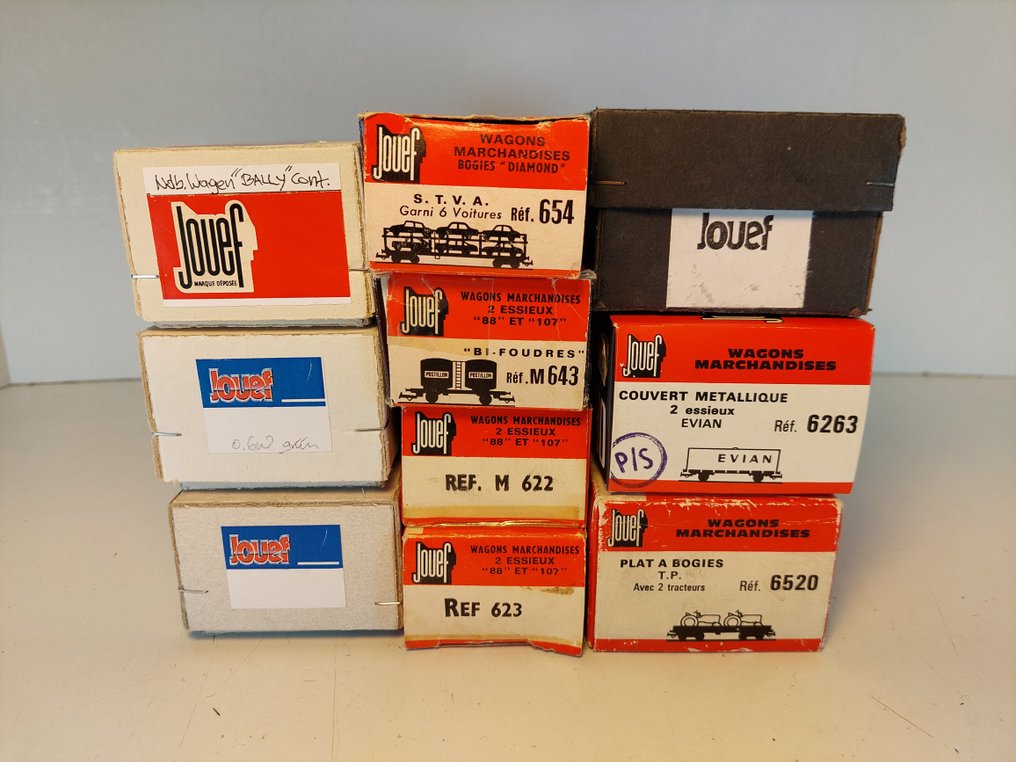 Jouef H0 - 610 / 622 / 623 / 643 / 654 / 6263 / 6520 - Carrozza merci di modellini di treni (10 ...
