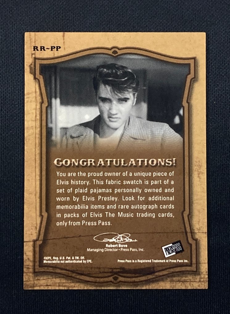 2007 Press Pass - Elvis Presley - Owned & Worn Pajamas - Trading Card ... 2007 Press Pass - Elvis Presley - Owned & Worn Pajamas - Trading Card ...