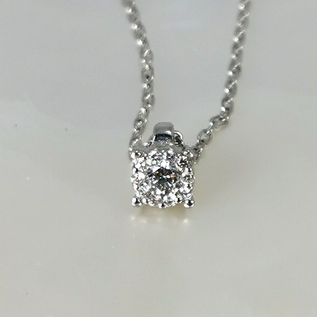 No Reserve Price - Necklace - 18 kt. White gold - 0.10ct. tw. Diamond (Natural) - Diamond ...