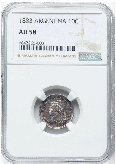 Argentina. 10 Centavos 1883 - NGC AU58 - auction online Catawiki