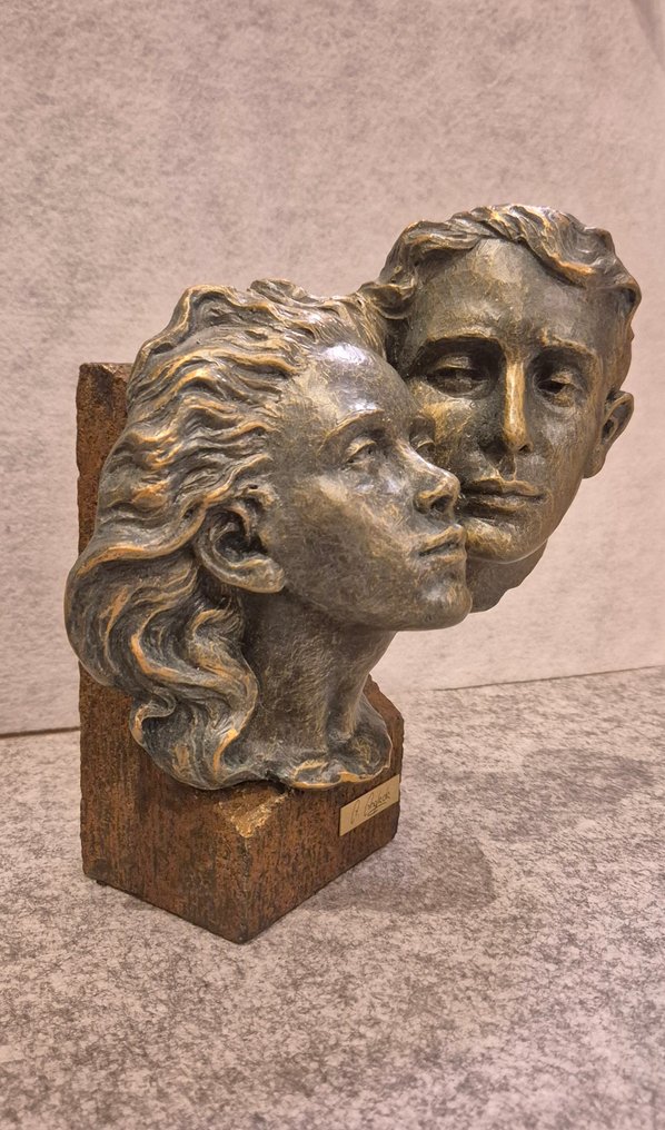 Angeles Anglada - Escultura, Pareja - 3 kg - 23 cm - Bronce patinado ...