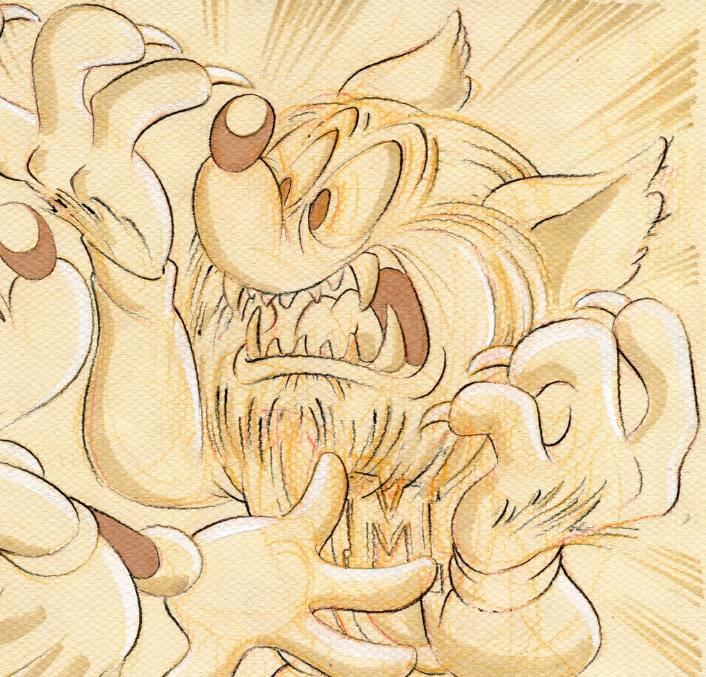 Miguel Sánchez Babiano - 1 Original colour drawing - Mickey Mouse, Minnie Mouse, Terreur ...