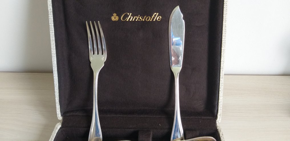 Christofle - Fish cutlery set for 12 (24) - Beads - Silver-plated ...