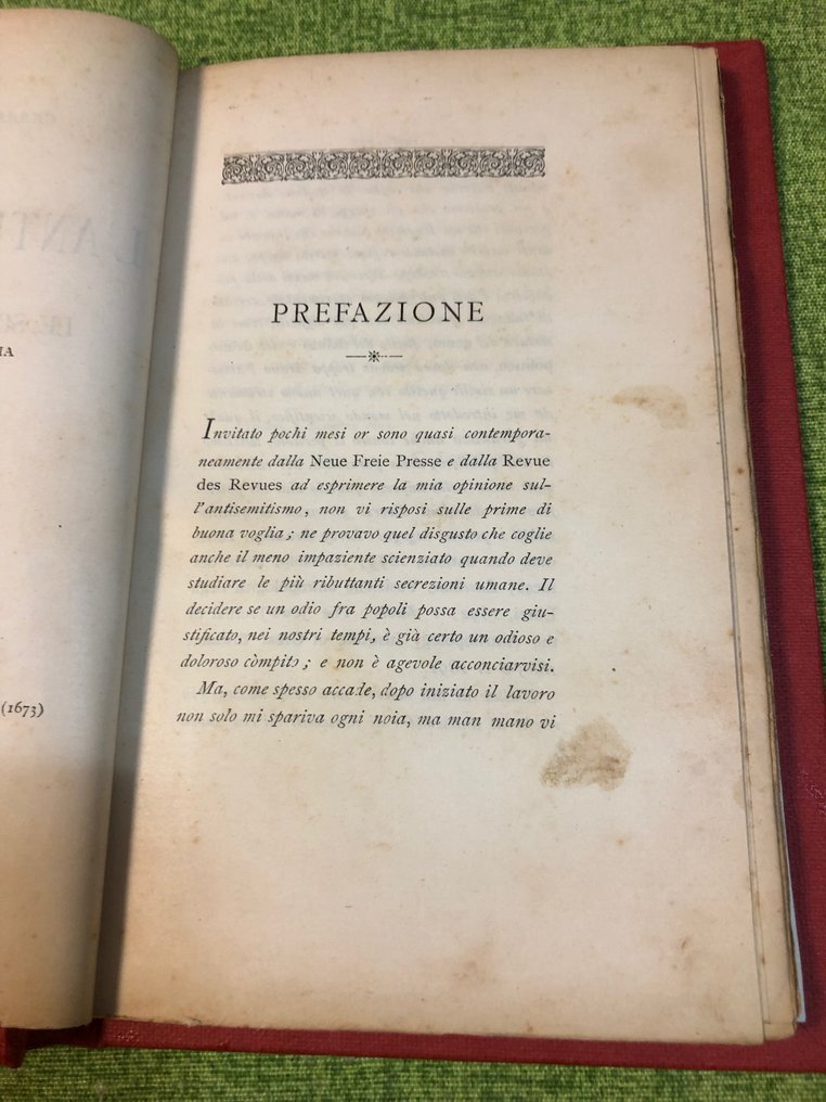 Cesare Lombroso - L’antisemitismo e le scienze moderne - 1894 - Catawiki