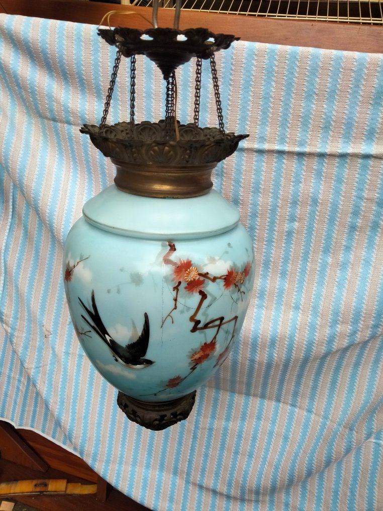 Hanging Lamp Brass Glass Catawiki