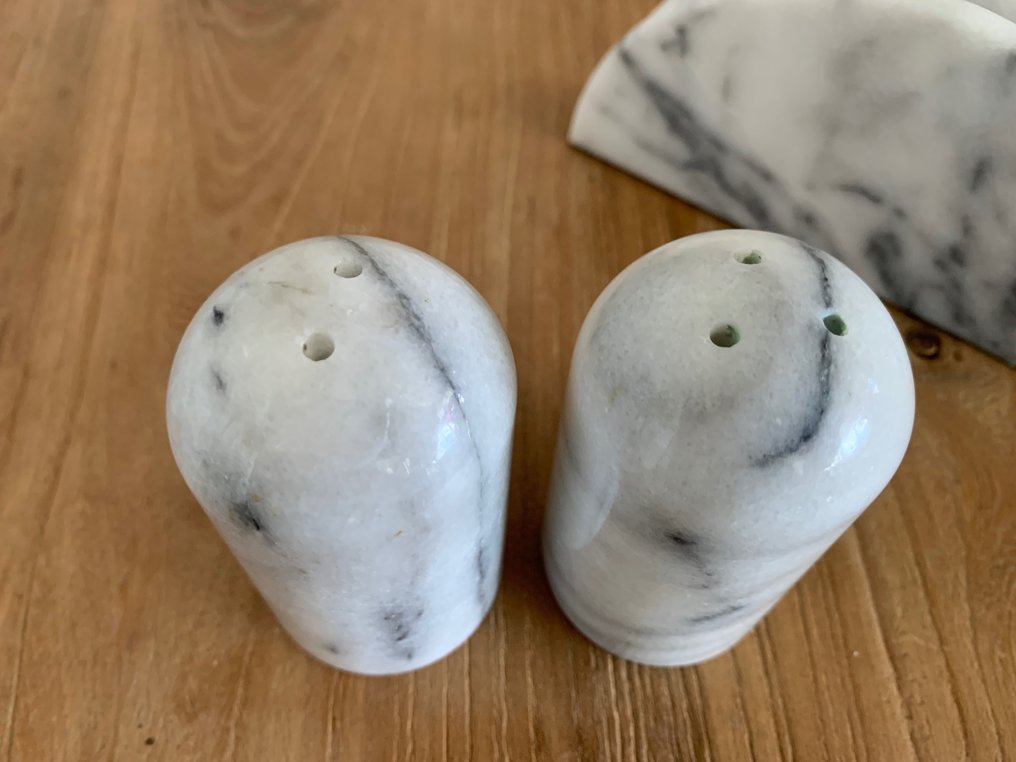 Carrara marble - Salt and pepper shakers (3) - Marble, Carrara marble ...