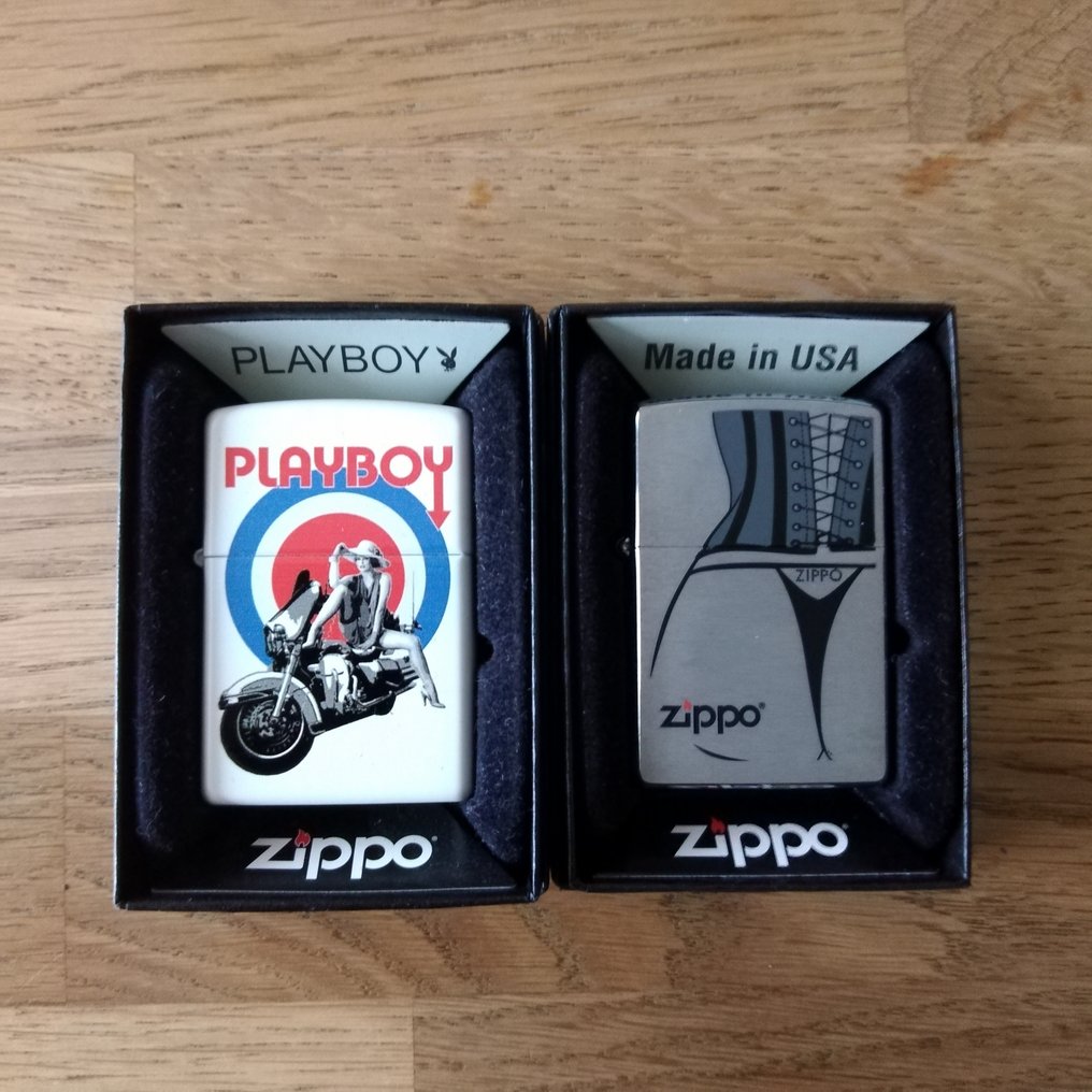 Zippo - 2 Zippos - Playboy, Bullseye u. String Tanga Korsett - Pocket lighter - metal - (2 ...
