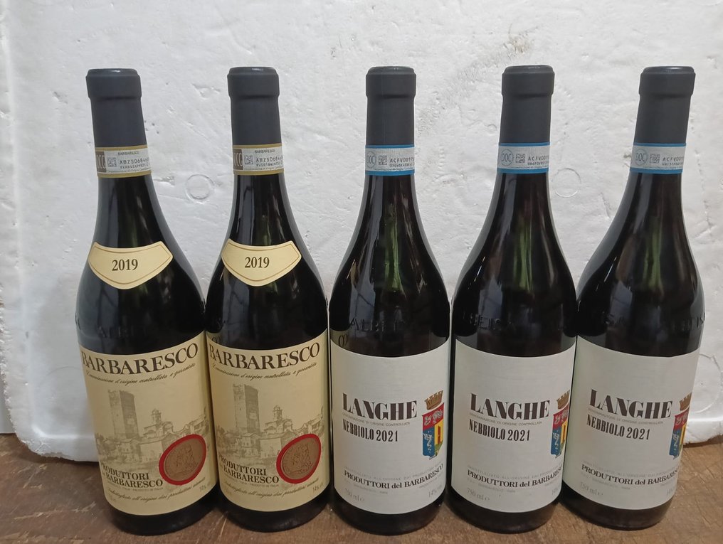 Produttori del Barbaresco: 2021 x3 Langhe Nebbiolo & 2019 x2 Barbaresco - Piedmont DOCG - 5 ...