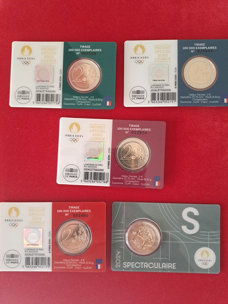 France. 2 Euro 2024 "Jeux Olympiques Paris 2024" (5 coincards) (Sans Prix de Réserve) - Catawiki