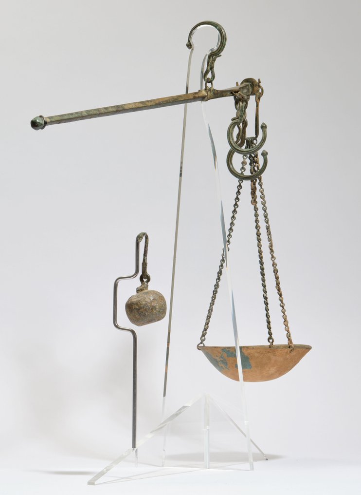 Ancient Roman Bronze Complete steelyard balance (Statera) - Catawiki