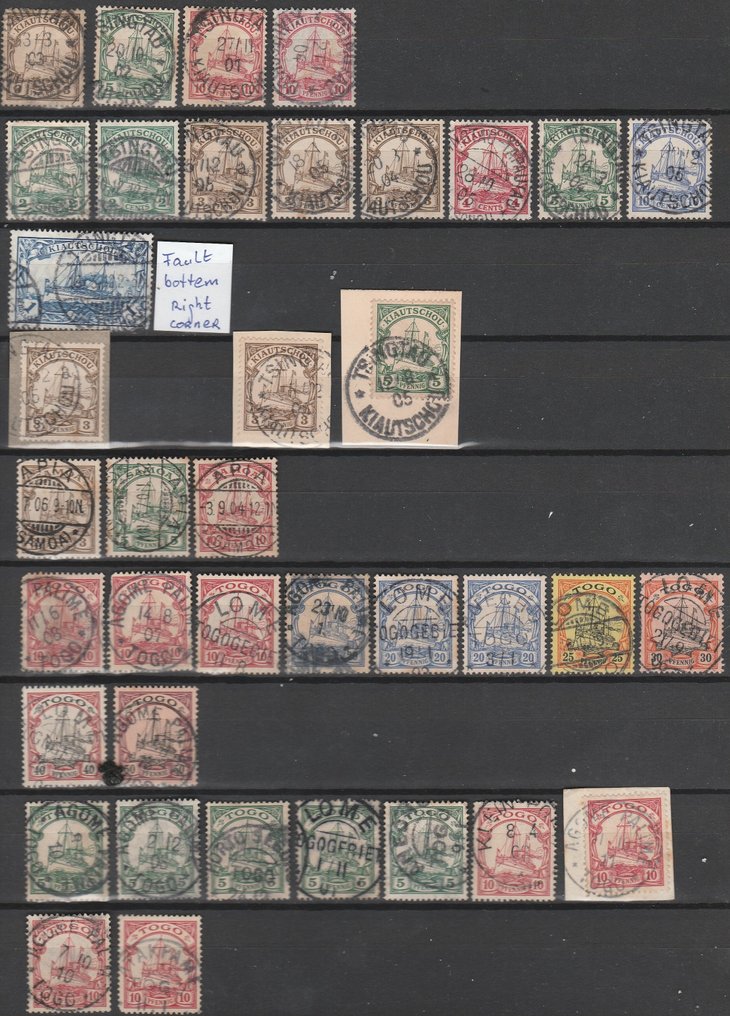 Duitse koloniën 1889/1914 - Verzameling stempels van steden op Duitse kolonien 1889 - 1914 : 110 ...