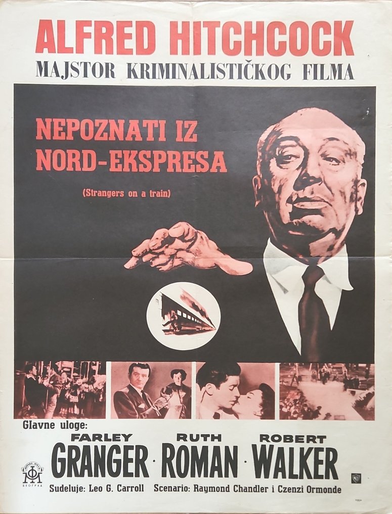 - Poster Strangers on a Train 1951. Alfred Hitchcock original movie ...