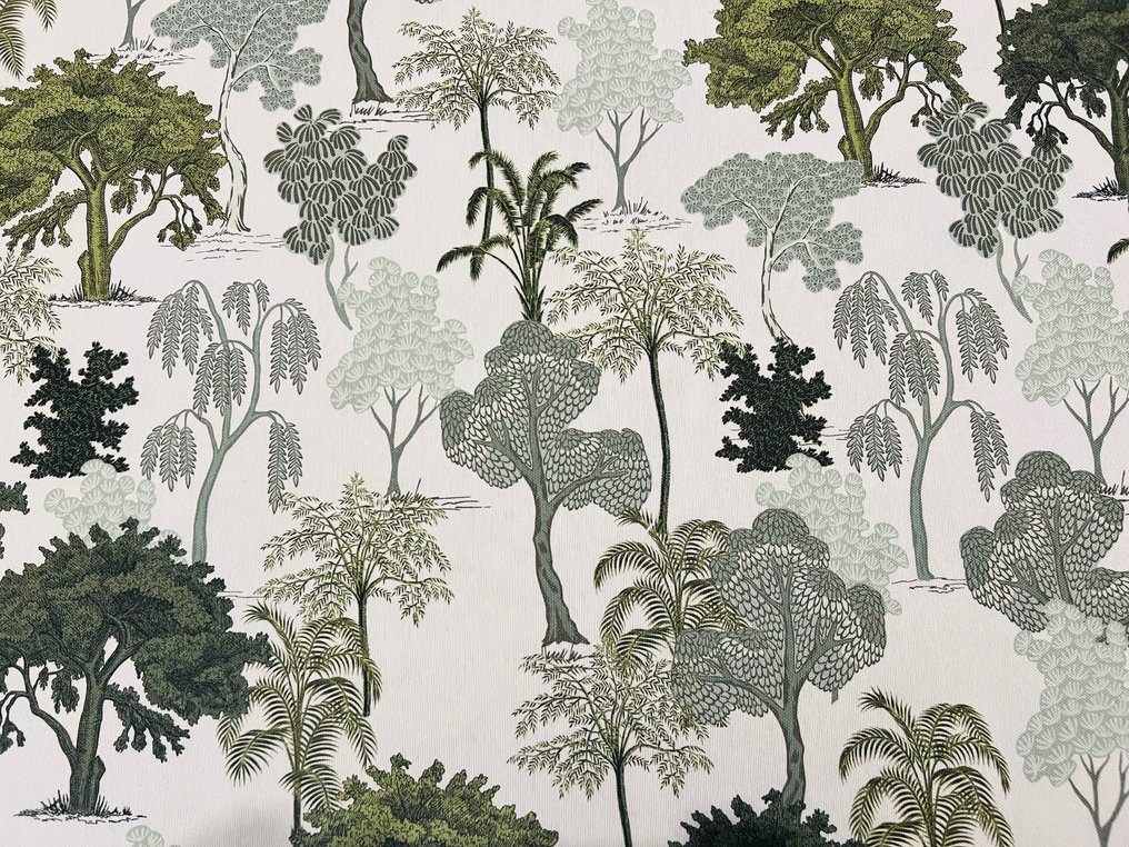Natural Elegance: Cotton Upholstery Fabric with Exotic Tree Pattern ...