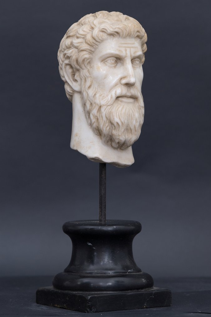 Sculpture, Testa Di Marco Aurelio - 39 cm - Marble - Catawiki