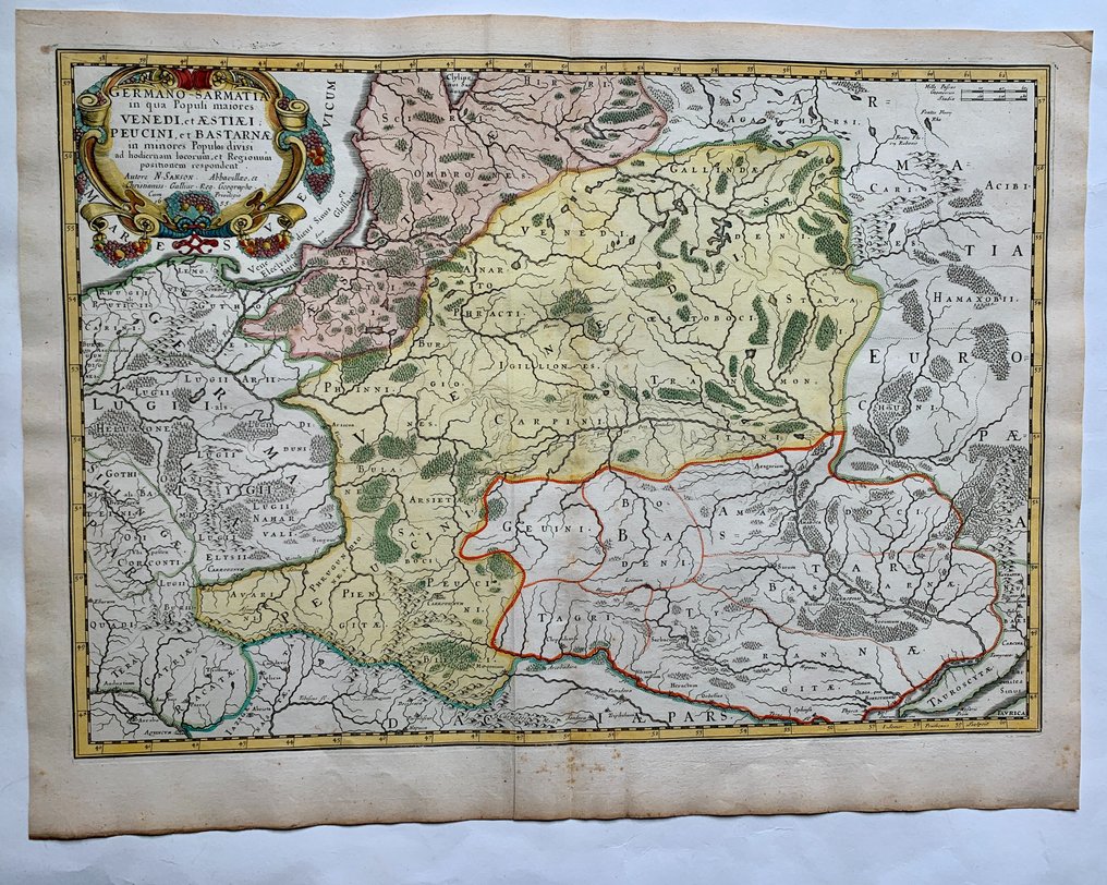Europe, Map - Poland / Ukraine / Lithuania / Latvia; N. Sanson - Germano-Sarmatia in qua populi ...