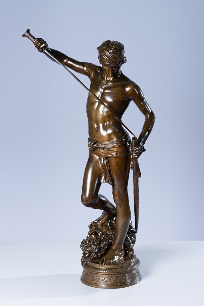 Antonin Mercié (1845 ~ 1916) - Statue, David vainqueur de Goliath - 73 ...