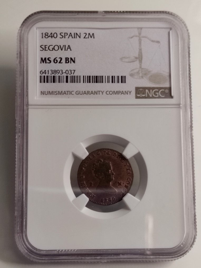 España. Isabel II. 2 Maravedís 1840 Segovia - NGC MS 62 BN - Catawiki