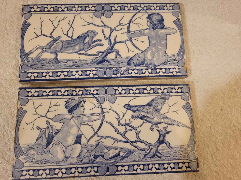 Jugendstil Tile (2) - hunt - Meißner Ofen- und Porzellanfabrik M.O. & P.F. vormals C.T.M. - Carl ...