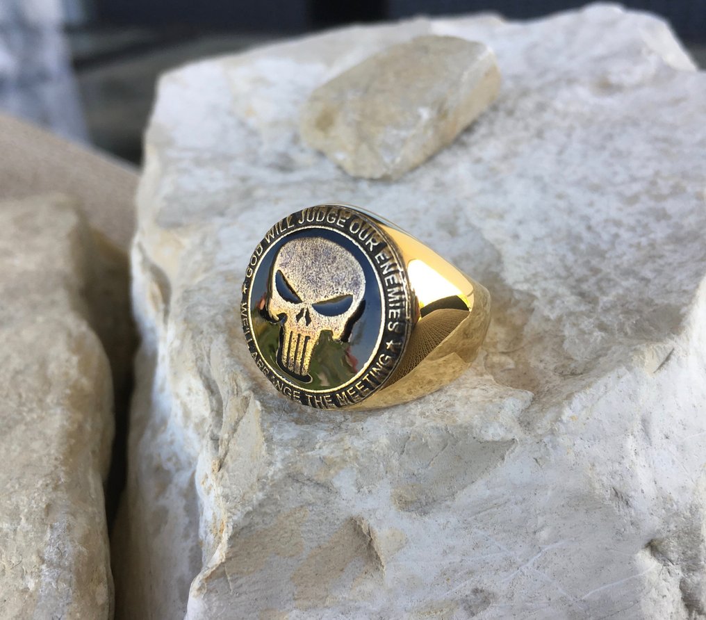 USMC Spec Ops Skull 24kt gold plated - Ring - auction online Catawiki