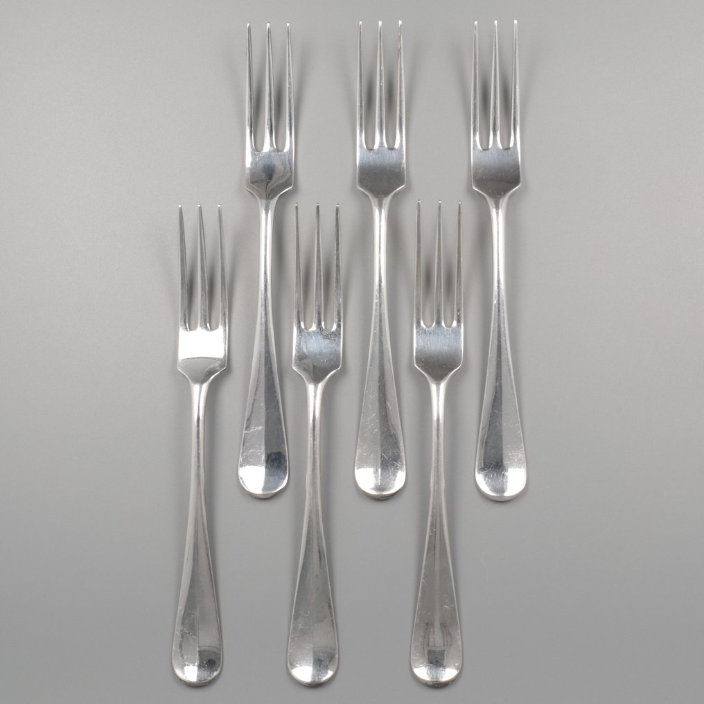 Van Kempen en Begeer - Dessertvork "Hollands Glad" - Fork (6) - .835 silver - Catawiki