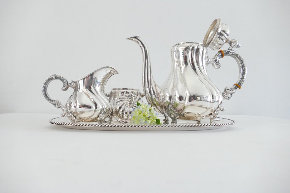 G. Bechtle , Pforzheim - Coffee set (4) - .835 silver, .925 silver - Catawiki