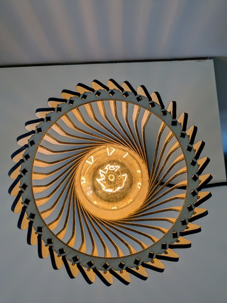 Lamp (2) - rille black - Wood - Lamps No. 12/100 & 13/100 - auction online Catawiki