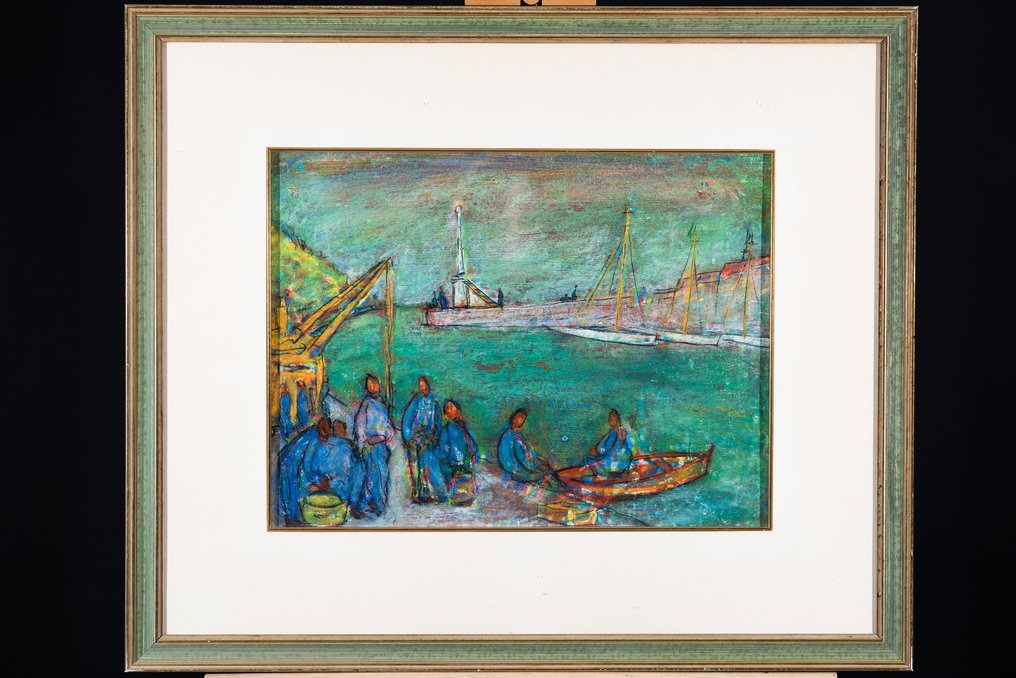 French school XXe - “Vissers in de Haven" - Catawiki