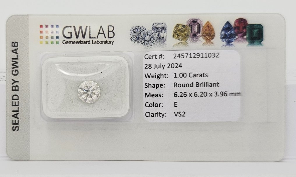 1 pcs Diamond (Natural) - 1.00 ct - Round - E - VS2 - Gemewizard ...