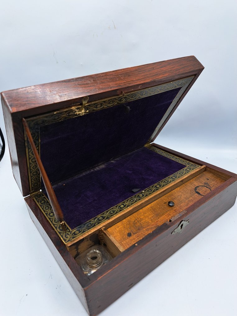 Writing slope - Office chest - Velvet, Wood - Writing box - Catawiki