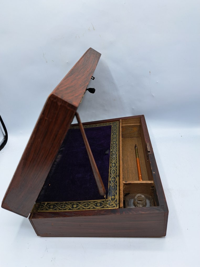 Writing slope - Office chest - Velvet, Wood - Writing box - Catawiki