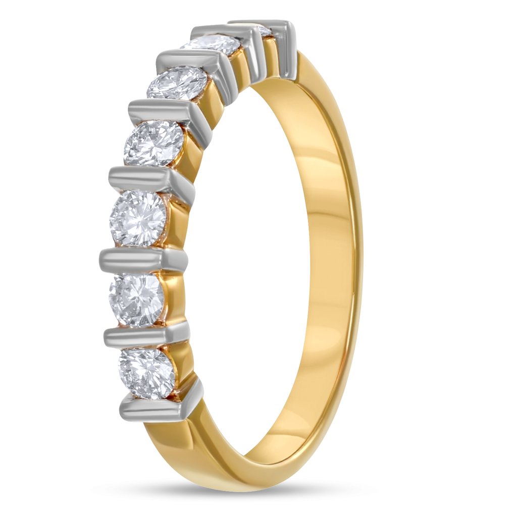 Ring - 18 kt. White gold, Yellow gold - 0.98ct. tw. Diamond (Natural) - auction online Catawiki