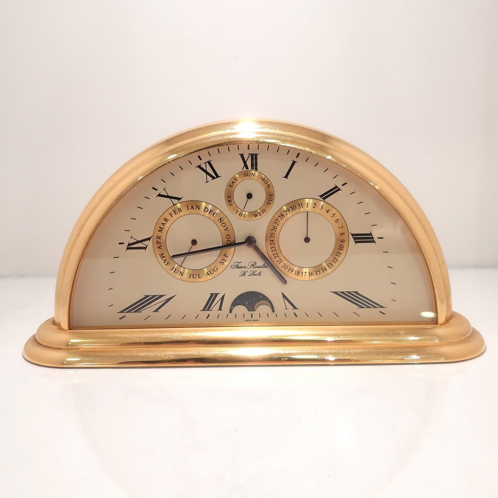 Desk clock - Jean Roulet - Vintage Gold plated, Steel - 1970-1980 - Le ...