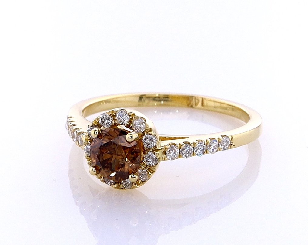 No Reserve Price - Ring - 14 kt. Yellow gold - 0.76ct. tw. Diamond (Natural coloured) - Diamond ...