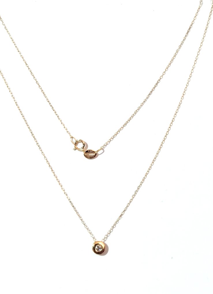 No Reserve Price - Necklace with pendant - 18 kt. Yellow gold - 0.06ct. tw. Diamond (Natural ...