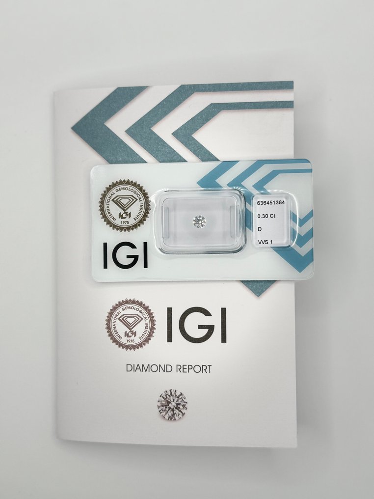 1 pcs Diamond (Natural) - 0.30 ct - Round - D (colourless) - VVS1 - International Gemological ...