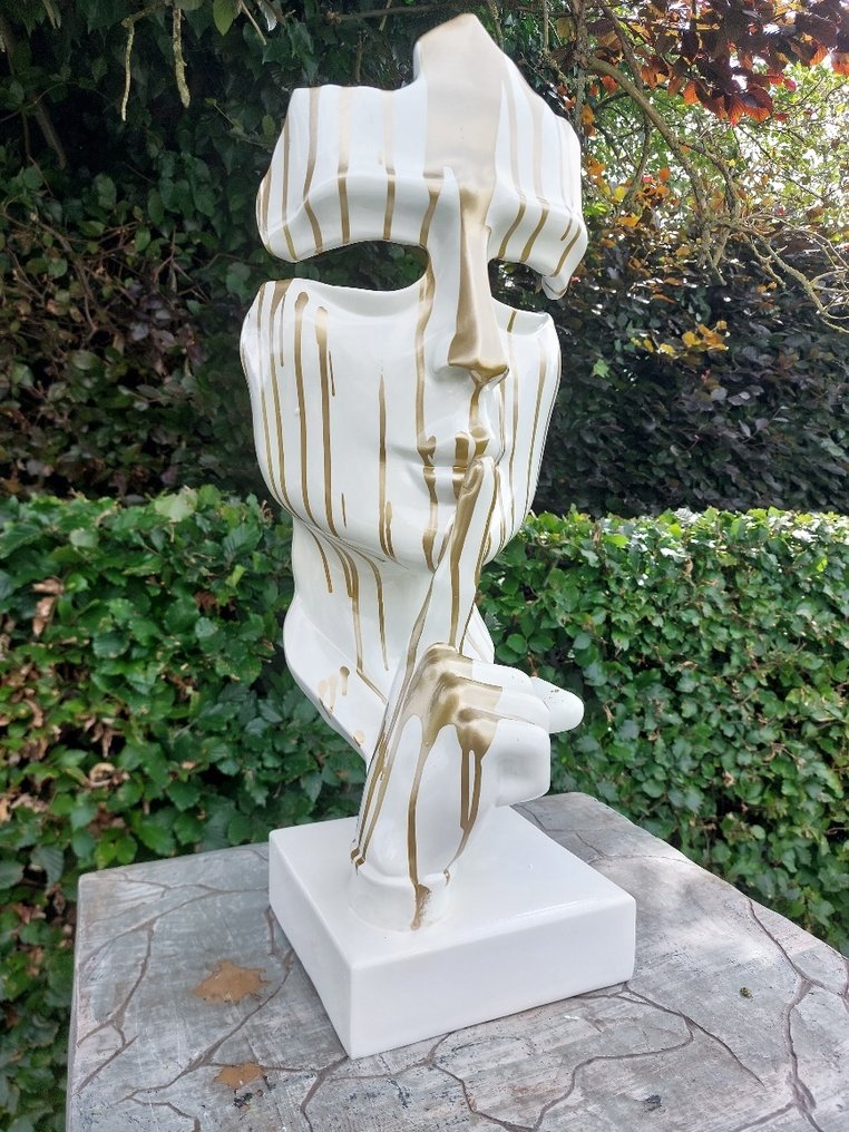 Statue, artistic Statue head on block '' THE SILENCE '' 64 cm height ...
