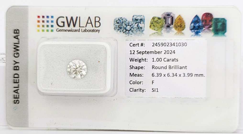 1 pcs Diamond (Natural) - 1.00 ct - Round - F - SI1 - Gemewizard Gemological Laboratory (GWLab ...