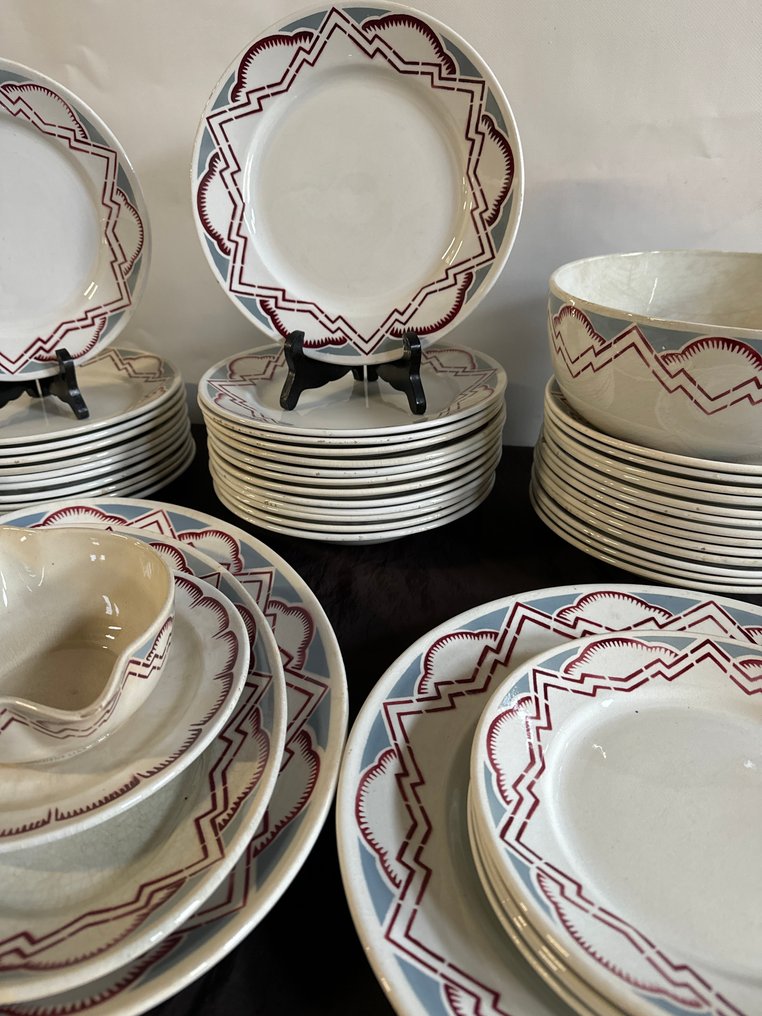 Keller et Guérin de Luneville - Dinner set (47) - " Michel" - Creamware, Faience - Exclusive ...