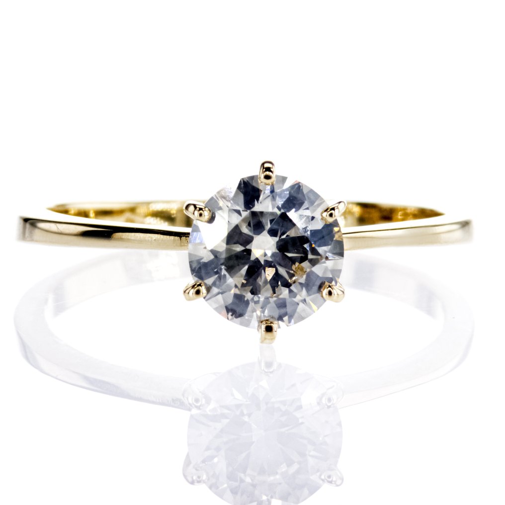 No Reserve Price - Engagement ring - 14 kt. Yellow gold - 1.10ct. tw. Diamond (Natural coloured ...