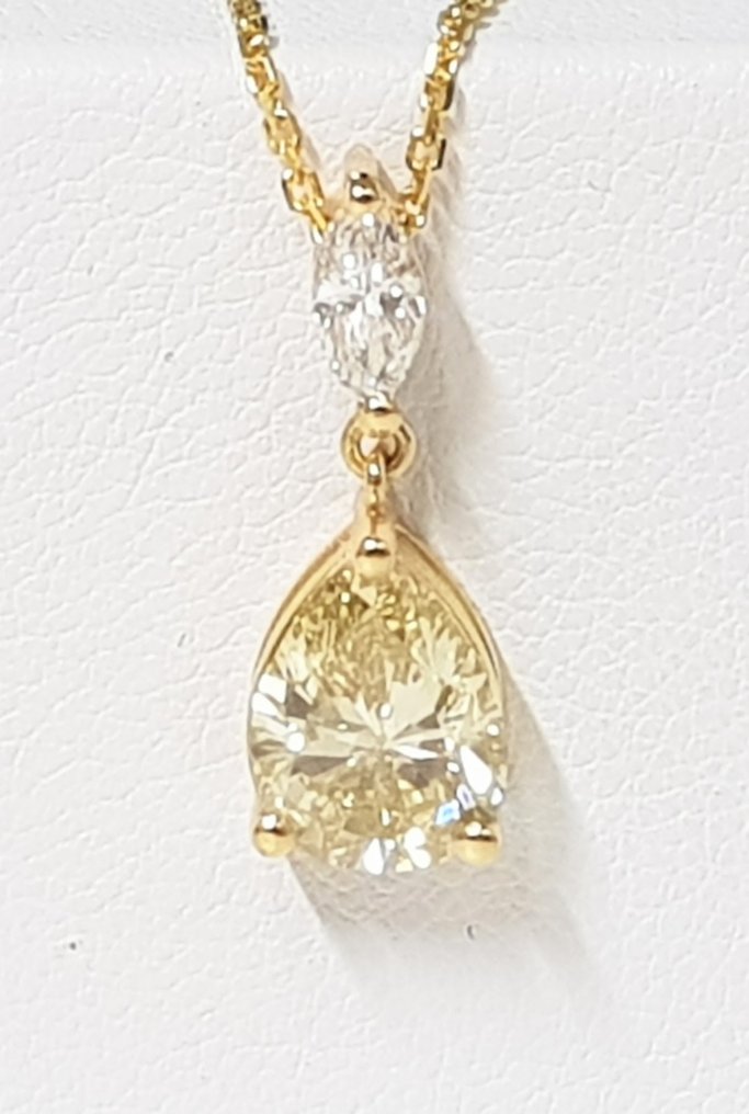 Colier cu pandantiv - 18 ct. Aur galben - 1.74ct. tw. Galben Diamant ...