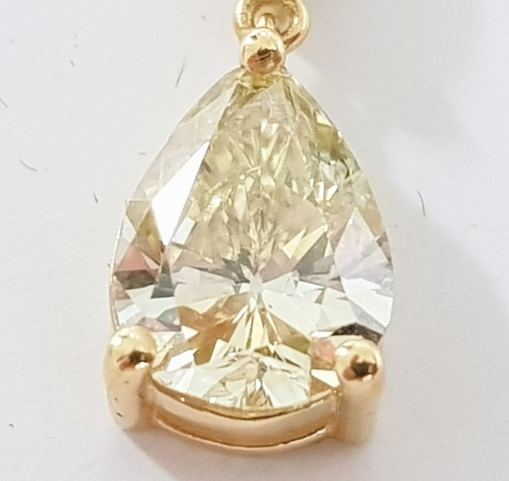 Colier cu pandantiv - 18 ct. Aur galben - 1.74ct. tw. Galben Diamant ...